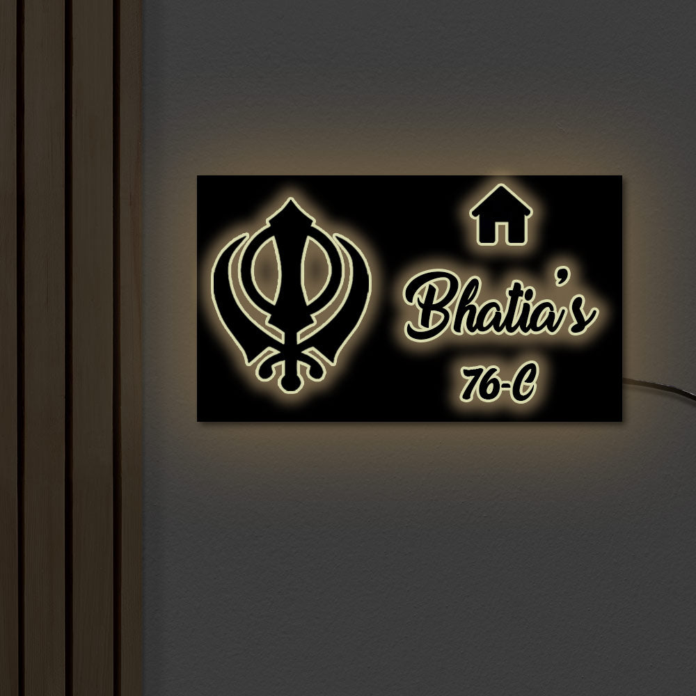 Sikh LED Name Plates For Home - love craft gift