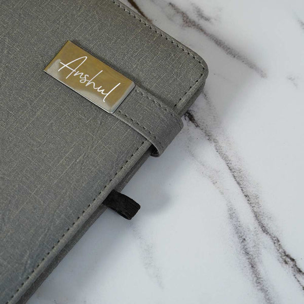 Customized Diary With Flip Strap Closure - Dark Gray | Love Craft Gifts ...