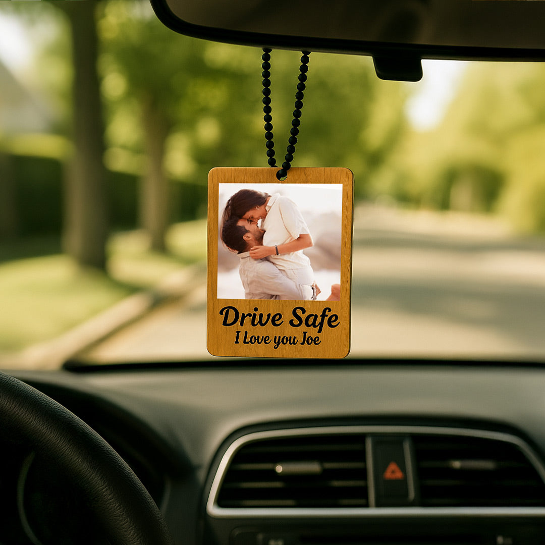 Drive Safe – Personalized Wooden Car Hanger-3x2.5"