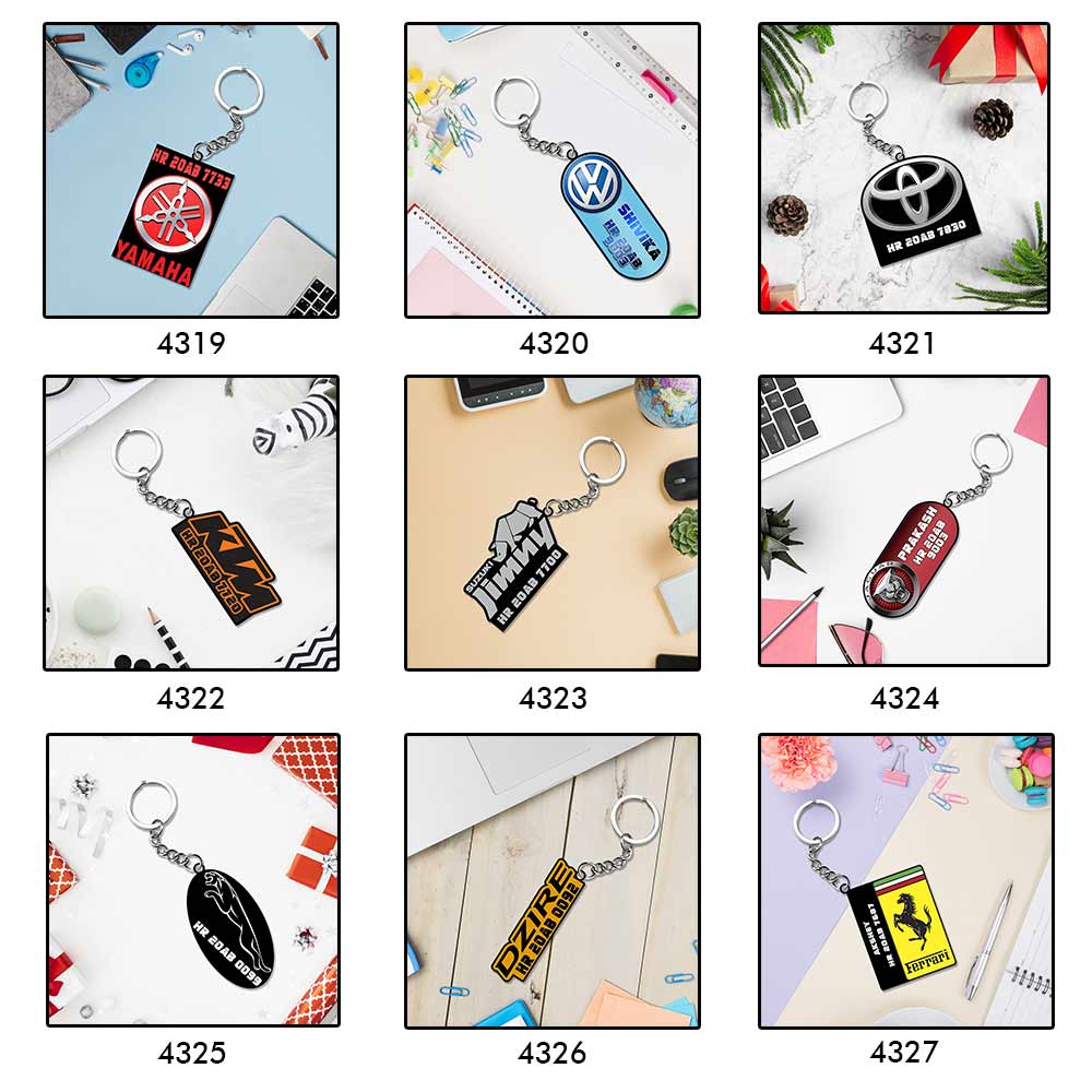 Vehicle Logo Keychain With Name And Number - love craft gift