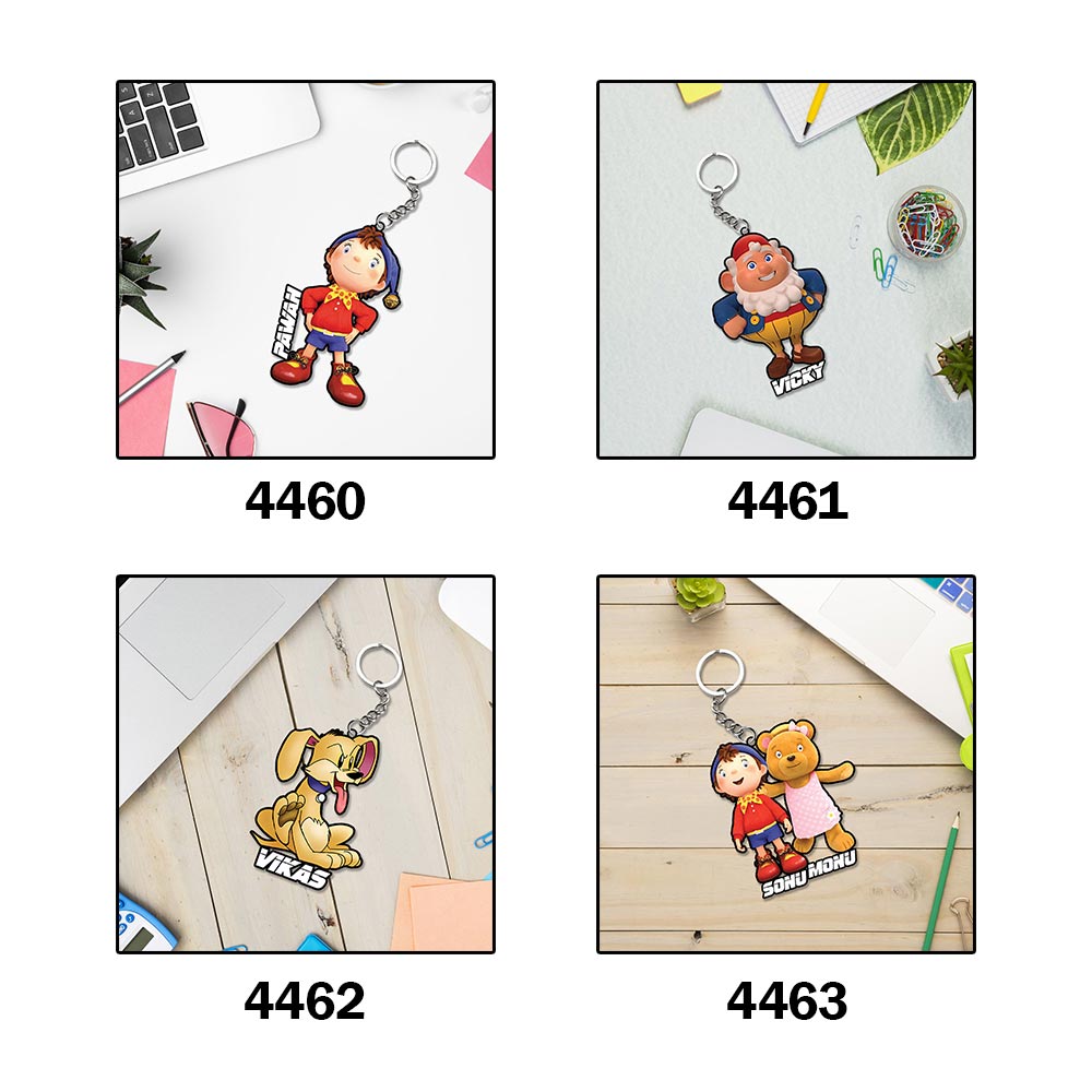 Noddy Cartoon Character Keychain With Name - love craft gift