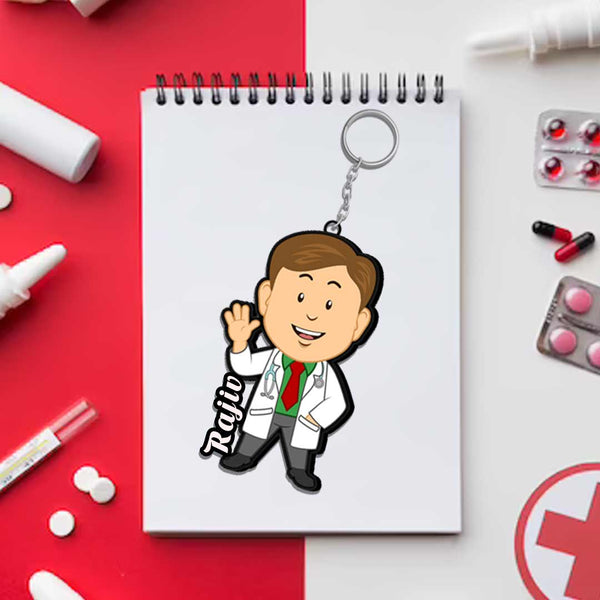 Doctor Keychain With Name - love craft gift