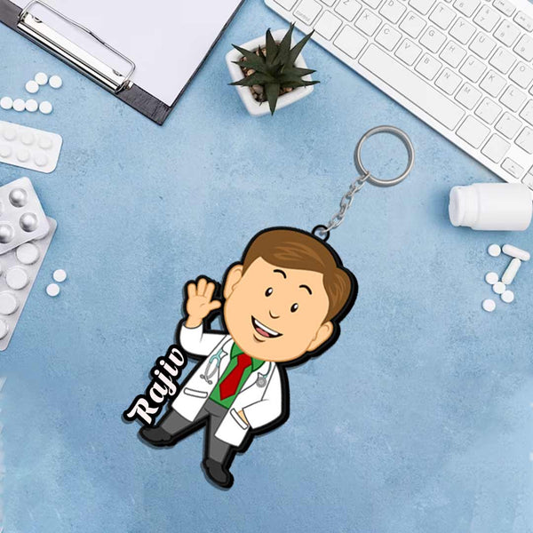 Doctor Keychain With Name - love craft gift