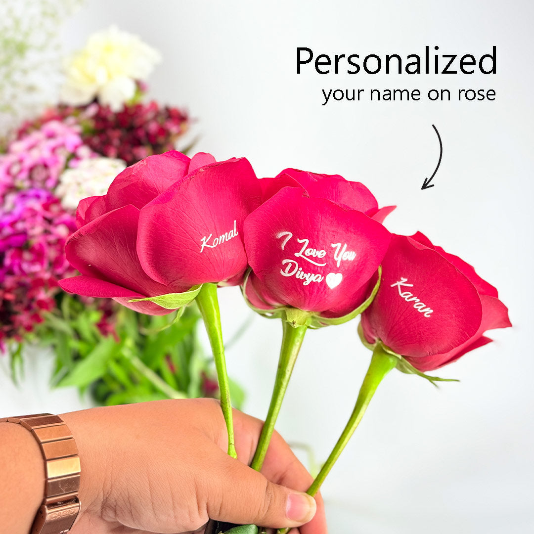 Personalized Real Red Rose with Custom Name – Elegant & Everlasting Gi ...