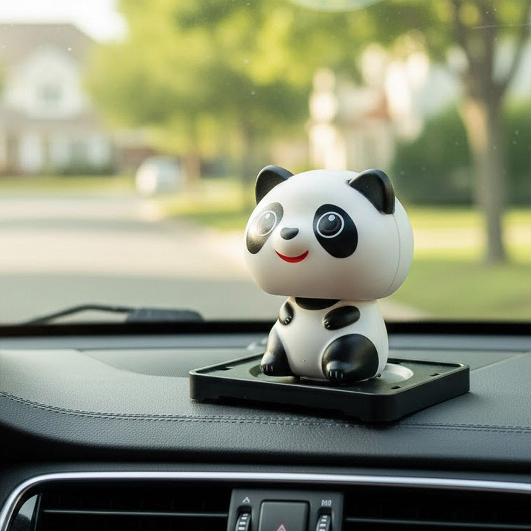 Personalized Solar Powered Panda Dashboard Figurine with Moving Head ...