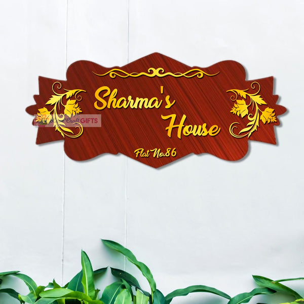 Flower Design Wooden Home Name Plates - love craft gift