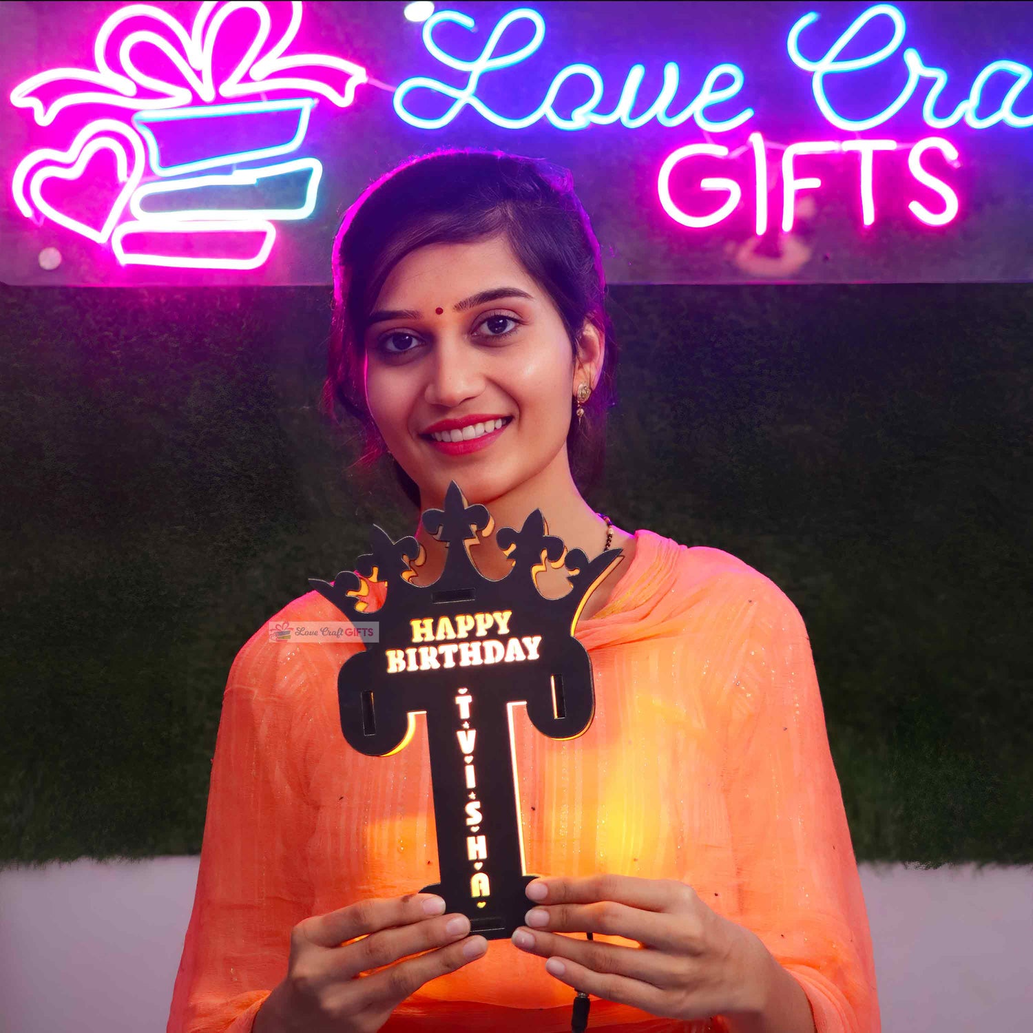 WOODEN ALPHABET T LED NAME LAMP love craft gift - love craft gift