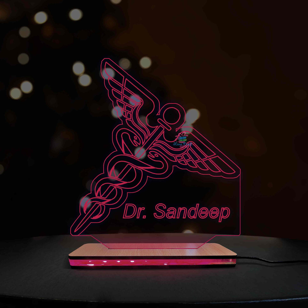 3d Acrylic Multicolored Doctor Lamp With Name - love craft gift